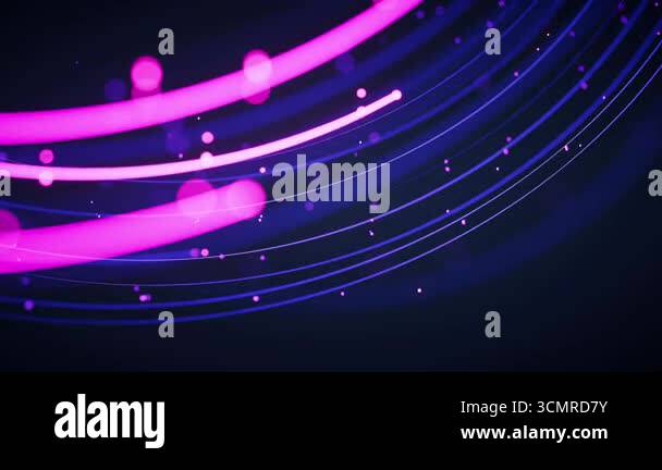 Rotating glowing purple vortex lines and particles background, 3d ...