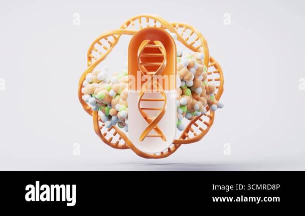 Biological proteins and medical capsule, 3d rendering Stock Video ...