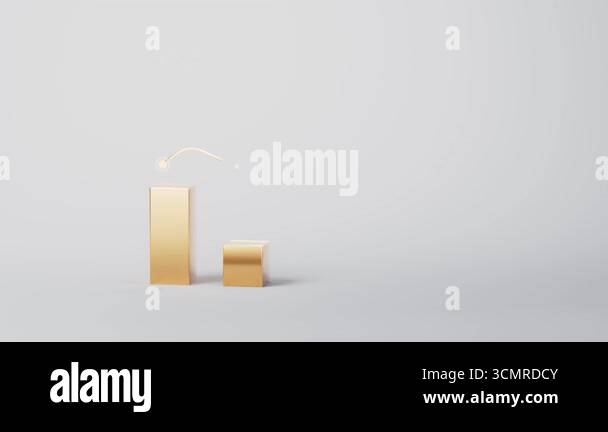 Golden bar graph with growth trend, 3d rendering Stock Video Footage ...