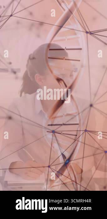 Animation of DNA strands with diverse professionals in office ...