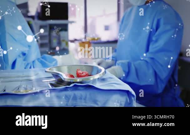 Surgeon grabbing forceps lifting specimen into kidney dish for biopsy ...