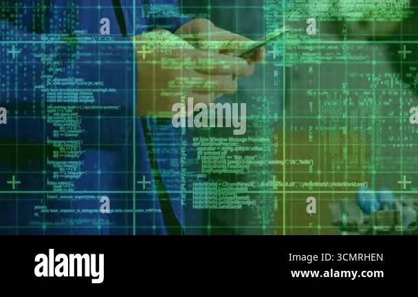 Doctor unlocking smartphone and scrolling patient records while data ...