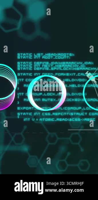 Animation of abstract spring shape and binary coding against medical ...