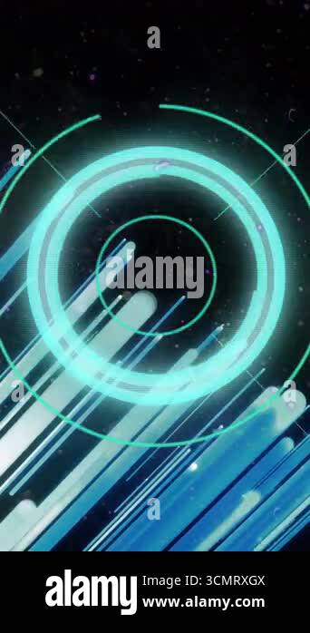 Animation of flashing lights and blue circular scanner processing on ...