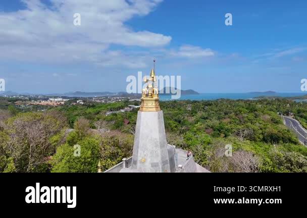 Aerial footage showcasing the lush landscape and coastline of Phuket ...