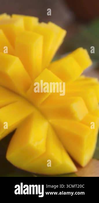 Mango slice. Mango cubes, diet food. Mango fruit. Delicious summer ...