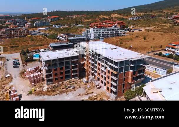 New homes being built. Construction progress on multiple residential ...