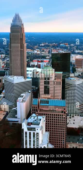 American city uptown with beautiful high-rise buildings in centre ...
