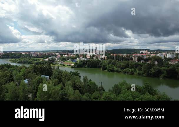Tabor old town historical city center aerial view with medieval ...