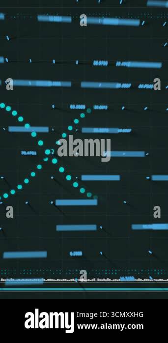 Processing scientific data, DNA strand with binary coding animation in laboratory. Biotechnology ...