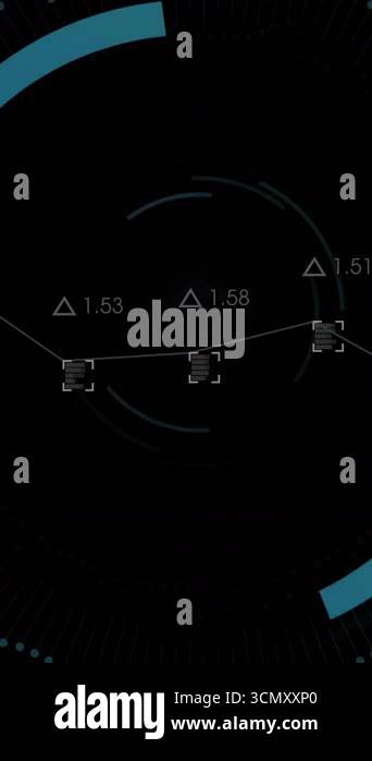 Animation of padlock icon, scope scanning with data processing. Global business, connections ...