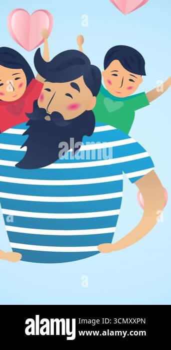 Animation of family embracing on blue background. happy family, love ...