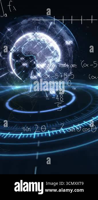 Animation of mathematical equations over globe and scope scanning ...
