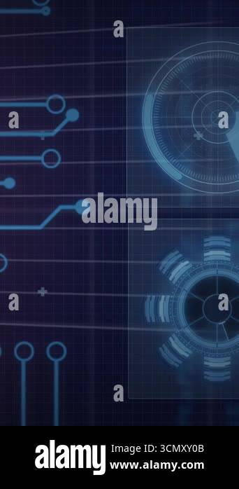 Animation Of Interface With Microprocessor Connections Statistical And Stock Market Data