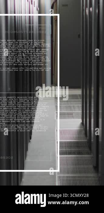 Animation of screens with programming language moving over data server ...