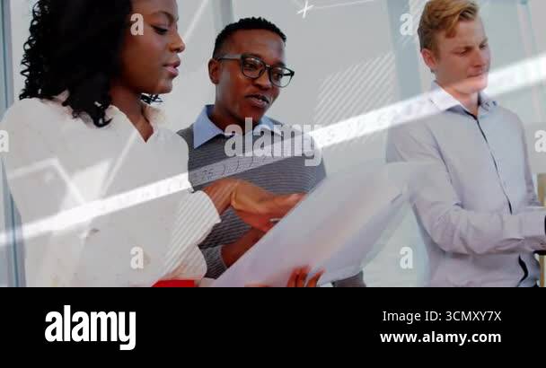 Business manager pointing chart sparking team reviewing data, man ...