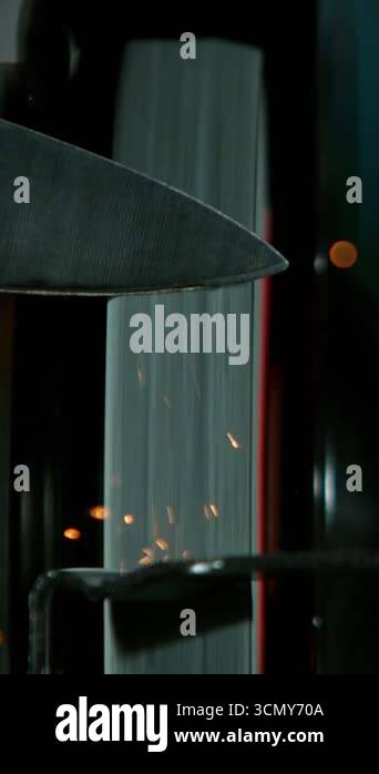 Super Slow Motion Of Grinding Knife In Detail. Low Depth Of Focus ...