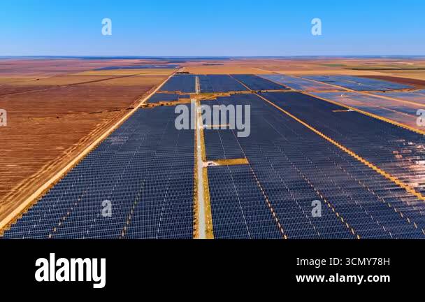 Solar farm installation with photovoltaic panels. Wide solar power ...