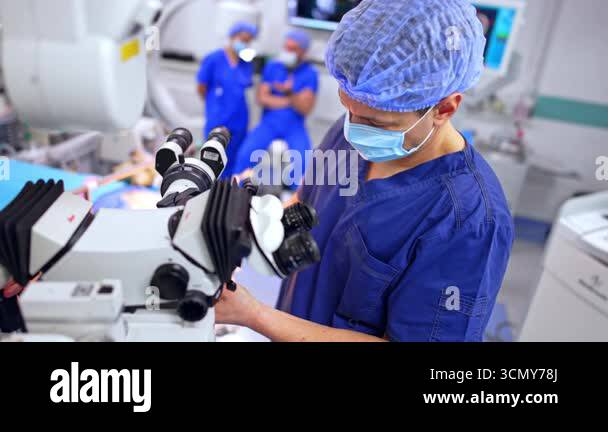 Kyiv, Ukraine, 2 May 2025: Neurosurgeon performing delicate procedure ...