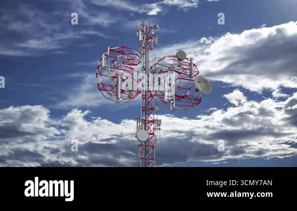 6G Telecommunication Base Station Cloud Timelapse Stock Video Footage ...