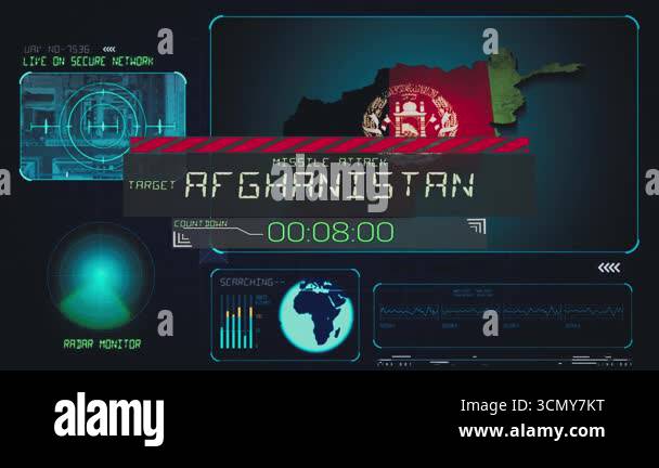 Afghanistan Missile Attack Countdown Screen, Cyber Attack Stock Video ...