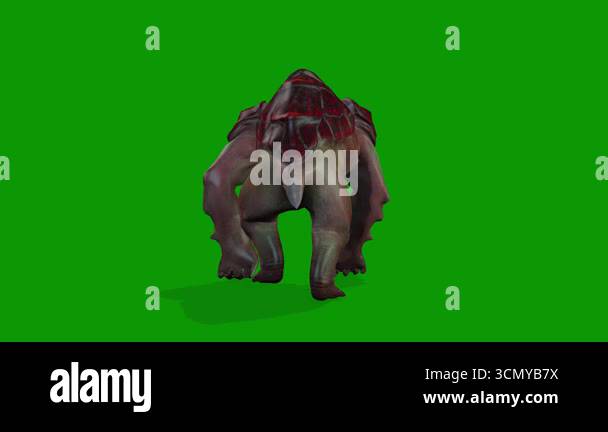 Kappa Monster Walking Back 3D Rendering Animation On Green Screen Stock ...