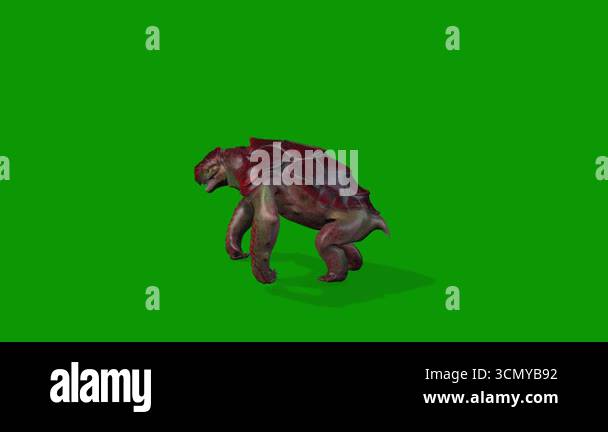 Kappa Monster Attacking Scene Left 3D Rendering Animation On Green ...