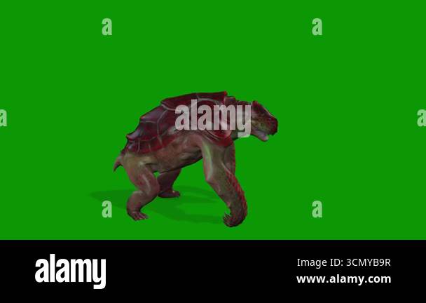 Kappa Monster Attacking Scene Right 3D Rendering Animation On Green ...