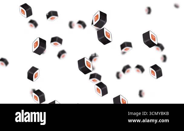 Sushi pieces falling in a dynamic pattern Stock Video Footage - Alamy