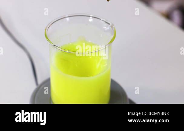 Chemical reaction with color change demonstration Stock Video Footage ...