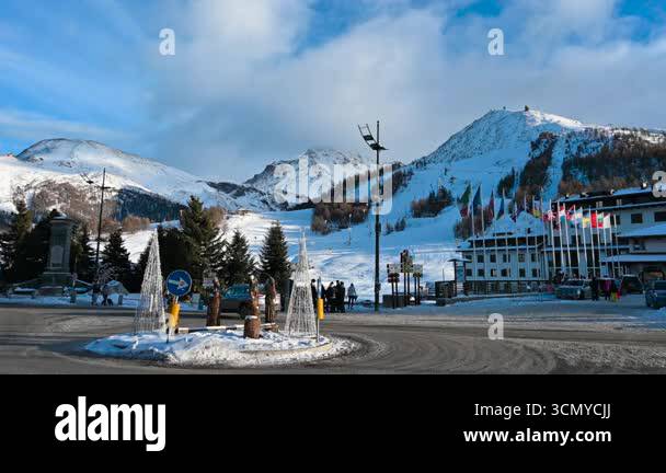 Sestriere, Piedmont, Italy, December 8, 2024. View from the ski resort ...