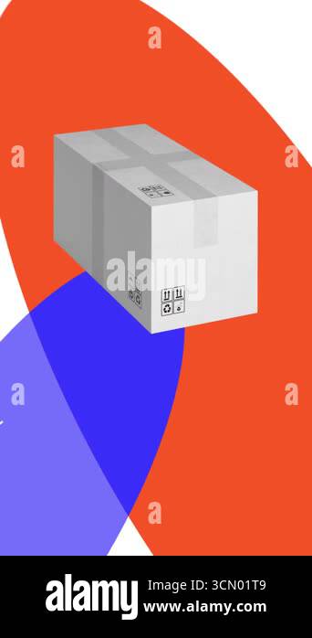 Quirky animation of two managers pointing at package over intersecting ...