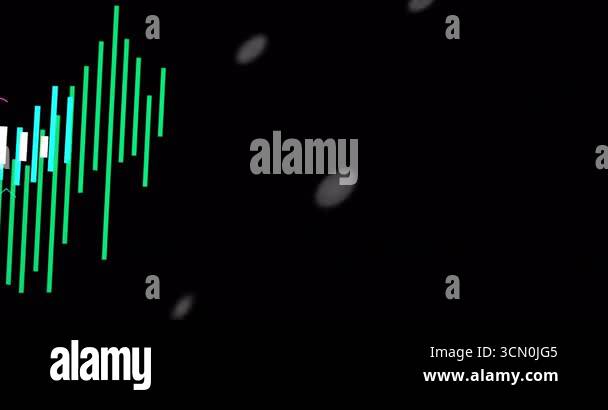 Emerging data bars moving toward center, adding lines, rotating globe ...