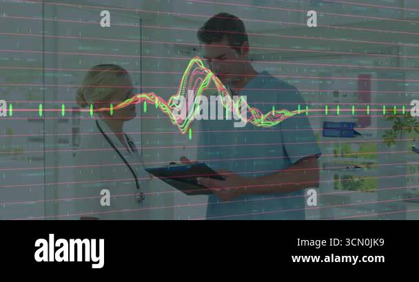 Nurse entering medical corridor holding chart doctor reviewing vitals ...