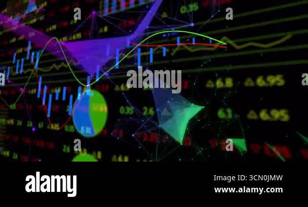 Simulated data feed starting price chart updating waving trend lines ...