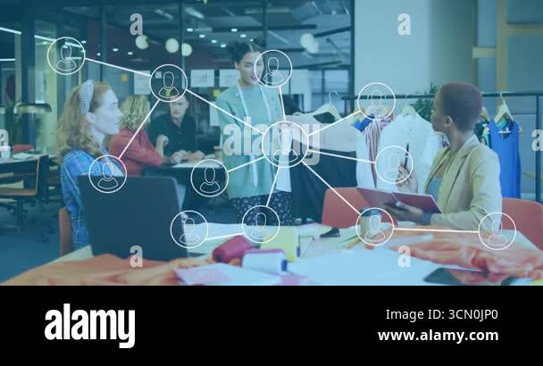 Fashion director presenting skirt while displaying then dissolving ...