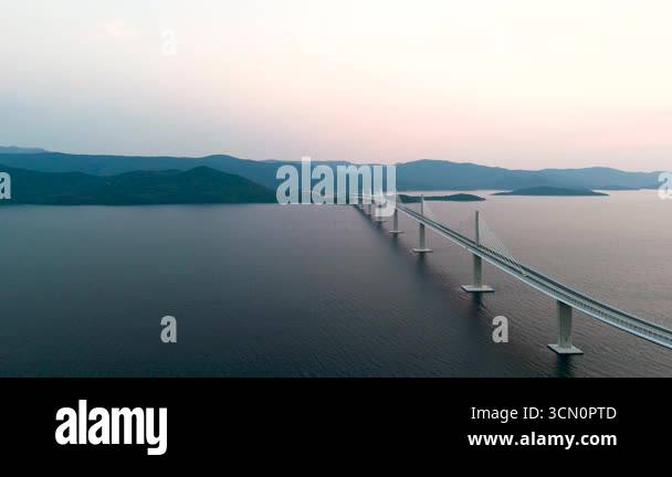 Aerial View Of Peljesac Bridge (Peljeski Most) Over The Neretva Channel ...