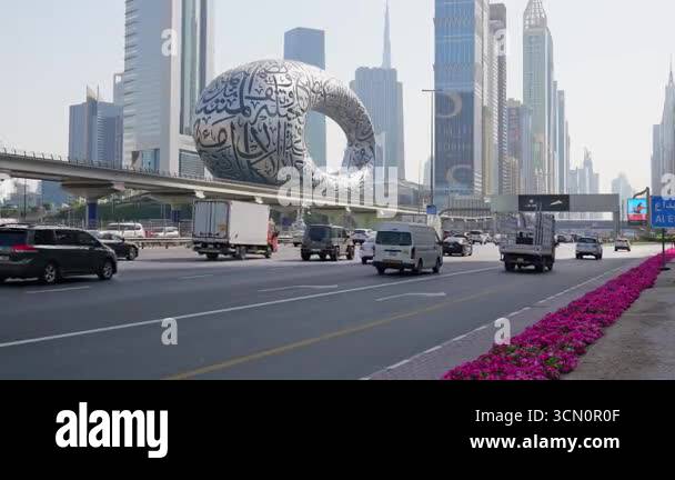 February 11, 2025, Dubai, UAE: View of Sheikh Zayed Rd, Museum of the ...