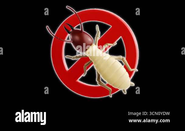 Illustration of a termite with a prohibition sign emphasizing pest ...