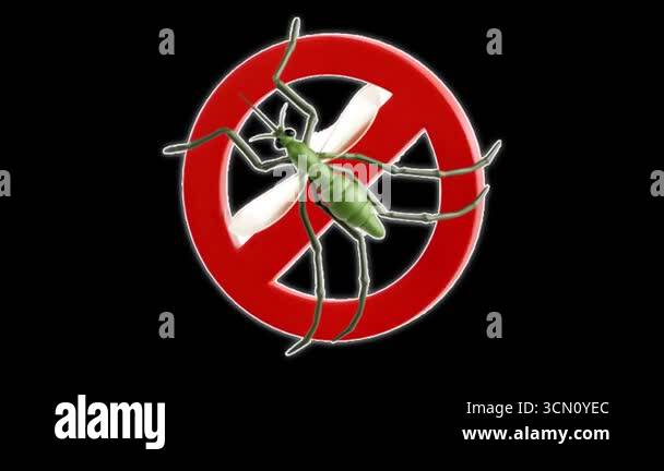 Illustration of a green insect inside a red prohibition sign ...