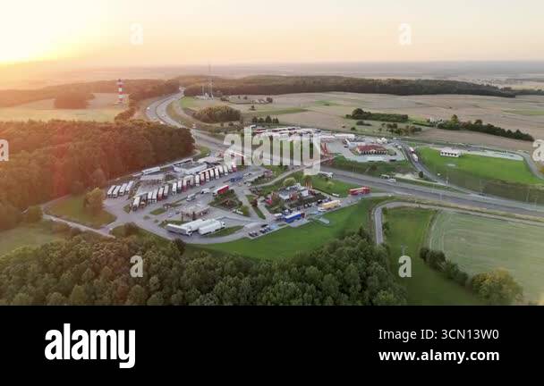 Gora Swietej Anny, Poland - August 10, 2025: Aerial sunset view on A4 ...