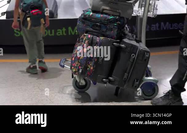 Stacked luggage airport cart Stock Videos & Footage - HD and 4K Video ...