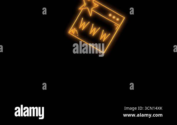 glowing neon web browser icon with star symbol on a dark background ...