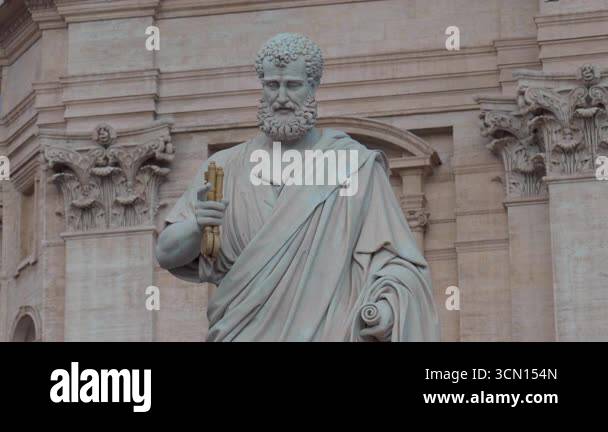 Rome, ITALY, JULY 30th, 2025 - Marble statue of Saint Peter holding ...