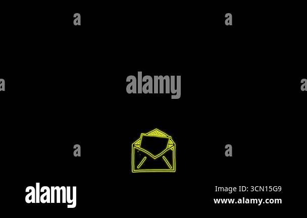 illuminated neon envelope with letters symbolizing digital ...