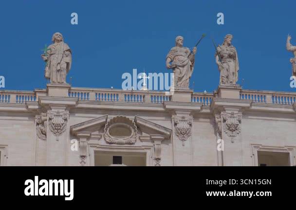 Rome, ITALY, JULY 30th, 2025 - Statues of apostles and saints on St ...