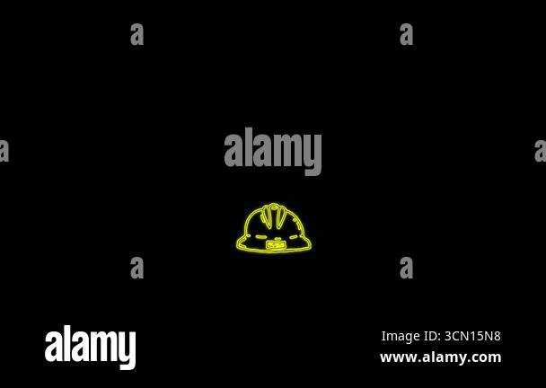 neon construction helmet glowing against a dark background showcasing ...