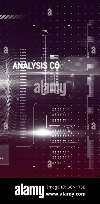 Animation of interface with data processing and light spots against ...