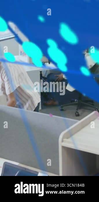 Animation of graphs, changing numbers, map and computer language ...