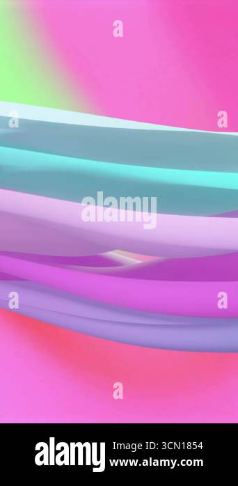 Animation of multi coloured layers waving over vibrant background ...